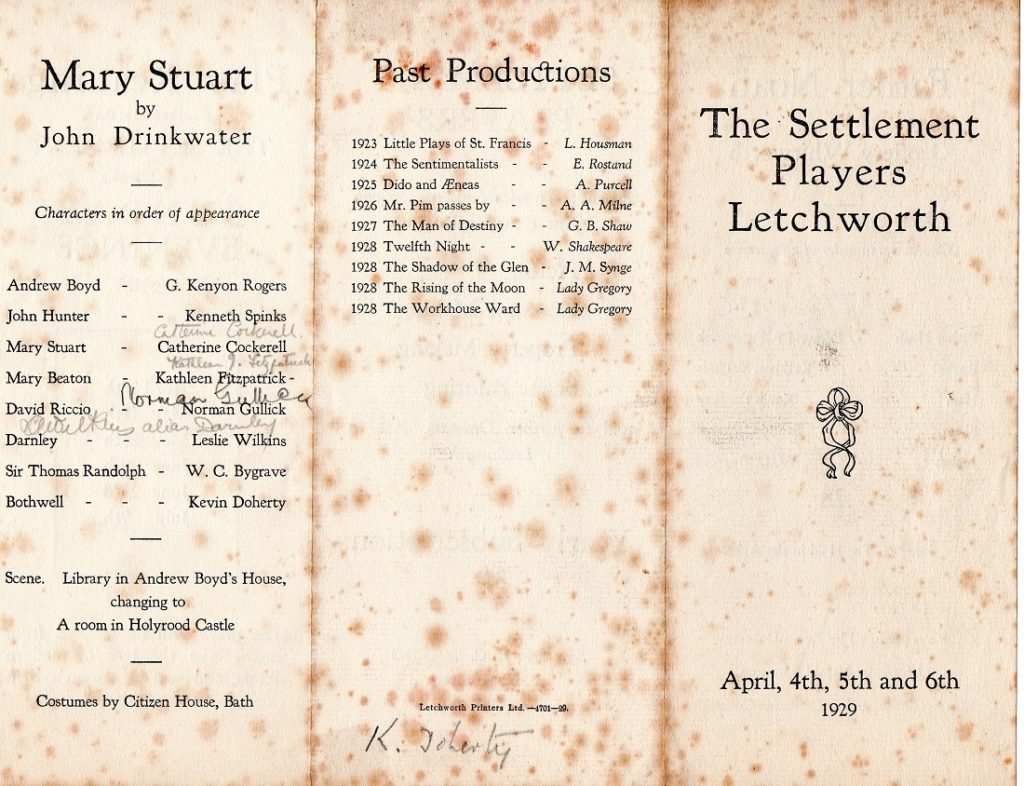 Father Noah; Mary Stuart - Settlement Players Settlement Players